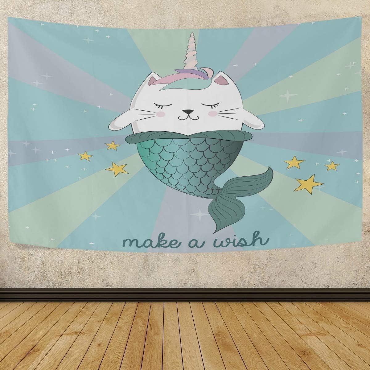 Coolnut Tapestry Wall Hanging Fun Magic Cat Unicorn Mermaid Tapestry ...