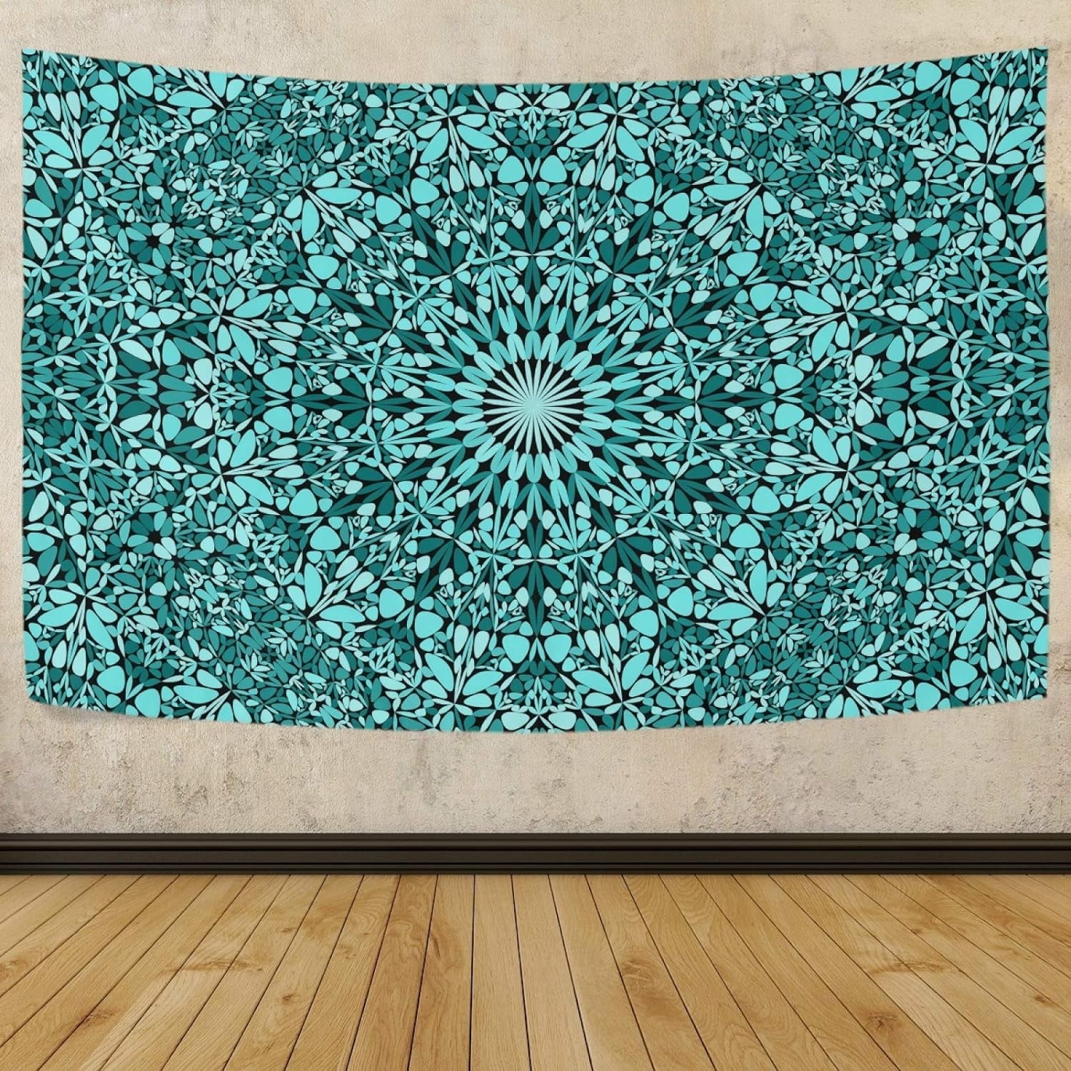 Coolnut Tapestry Wall Hanging Teal Bohemian Kaleidoscope Mandala ...