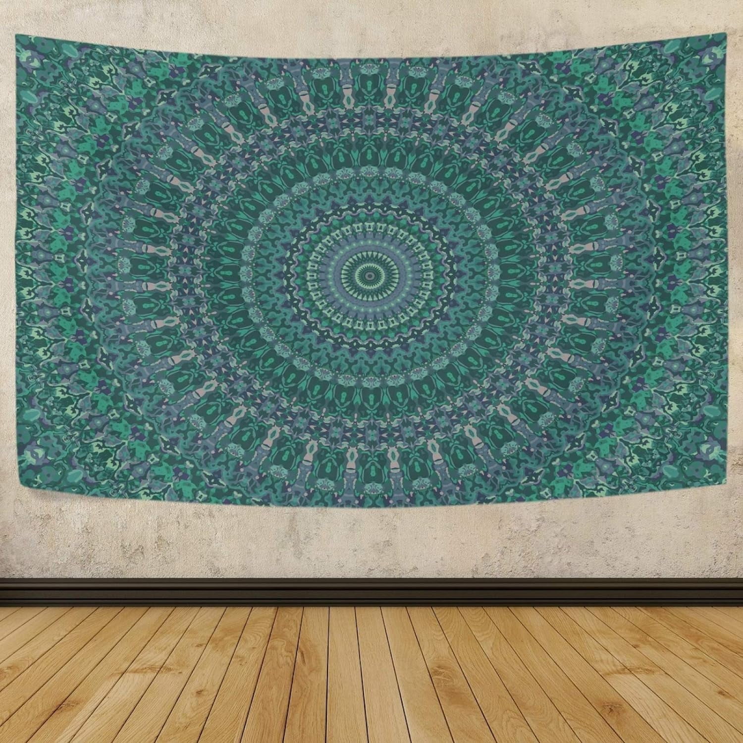 Coolnut Tapestry Wall Hanging Teal Groovy Psychedelic Mandala Tapestry ...