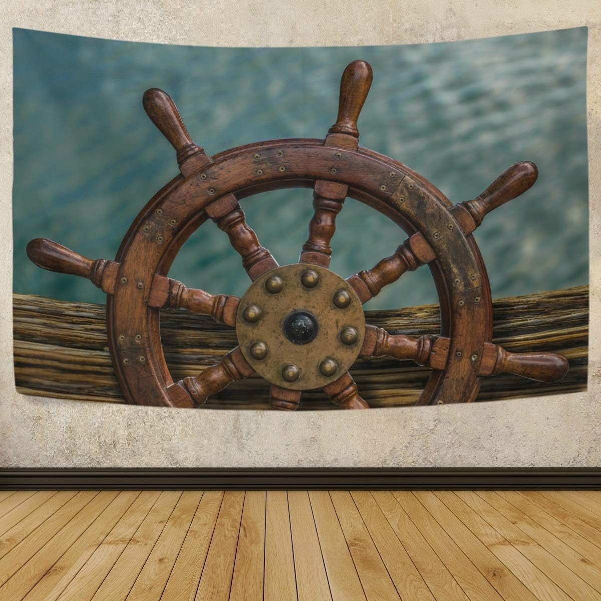 Coolnut Tapestry Wall Hanging Tropical Ocean Nautical Ship Wheel ...