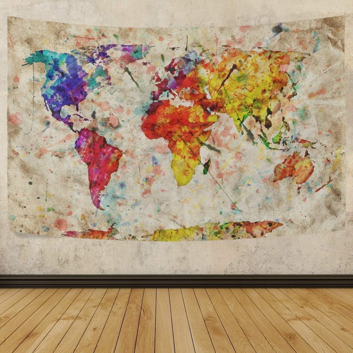 Coolnut Tapestry Wall Hanging Vintage Colorful World Map Tapestry ...