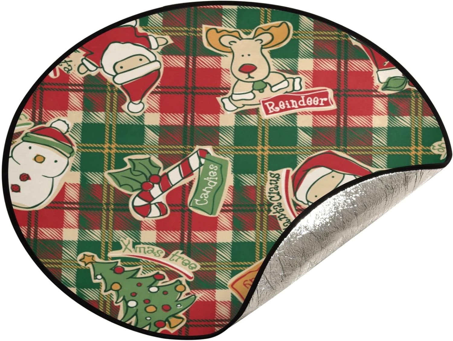 Coolnut Tartan Santa Claus Christmas Tree Mats Waterproof Tree Skirt ...