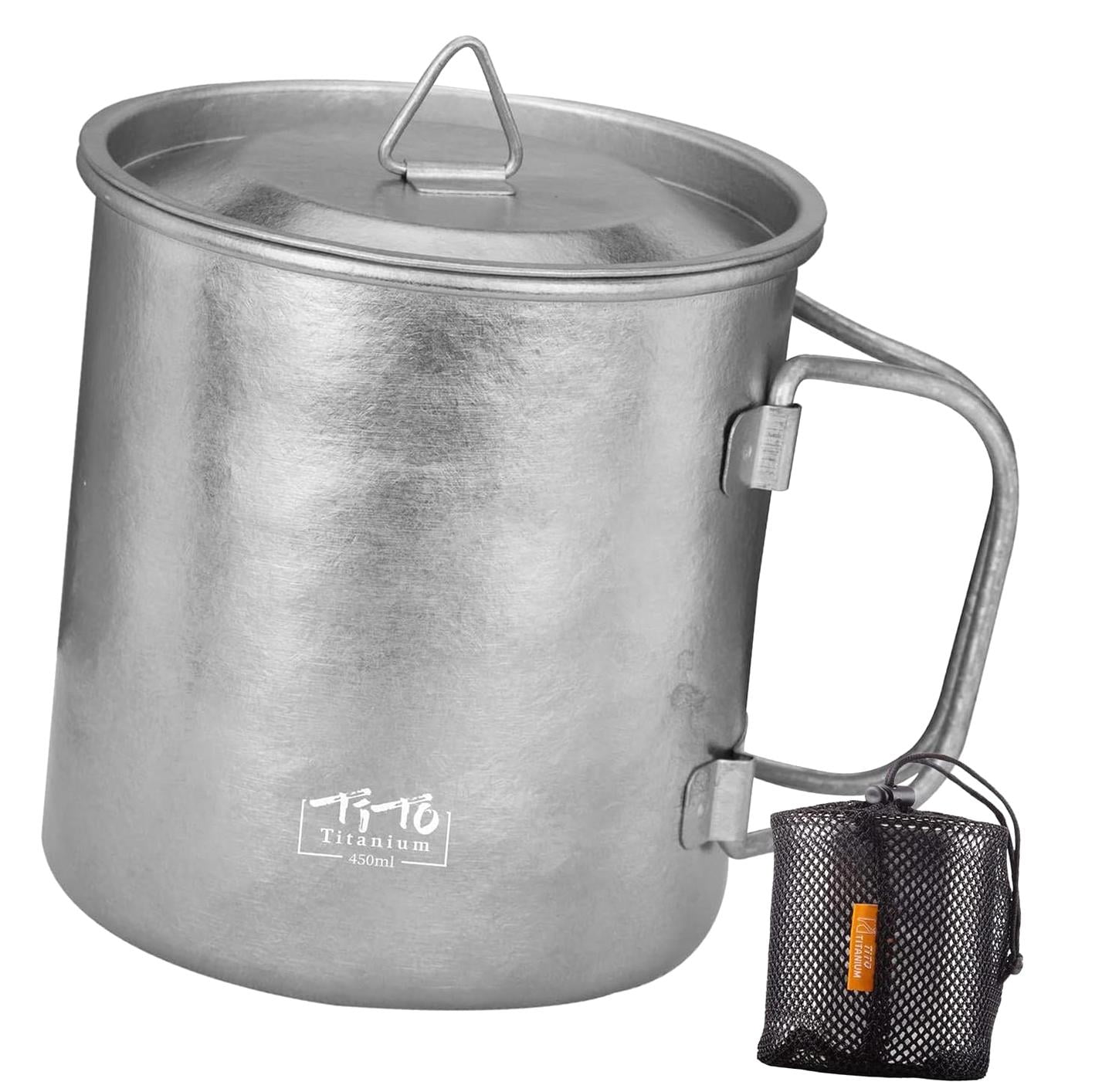 Coolnut TiTo Cup Pot featuring a Lid, Lightweight and Compact 450ml ...