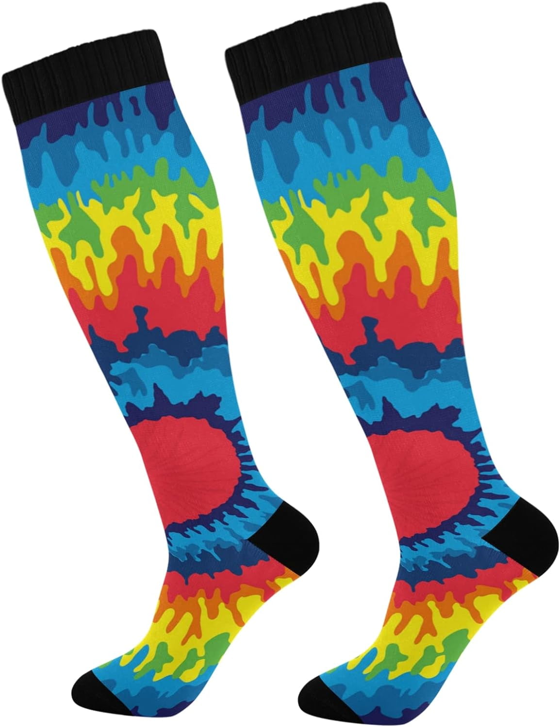 Coolnut Tie Dye Compression Socks, 1 Pack Women Men Long Stocking (20 ...