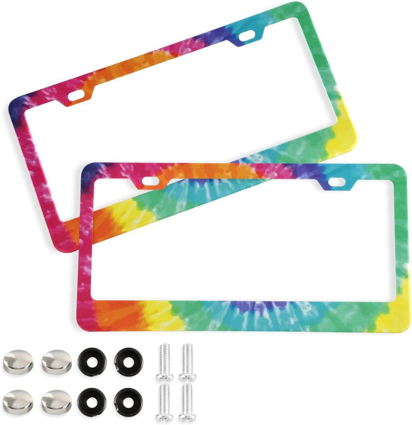 Coolnut Tie Dye License Plate Frames 2pcs, Aluminum Universal Car ...