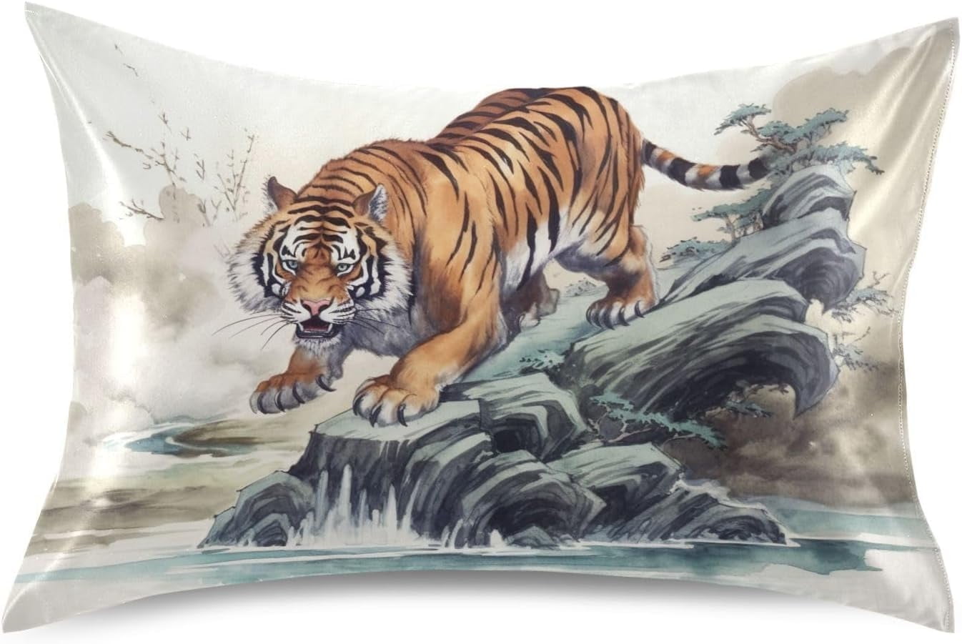 Coolnut Tiger Satin Pillowcase for Hair and Skin Silk Pillowcase Soft ...