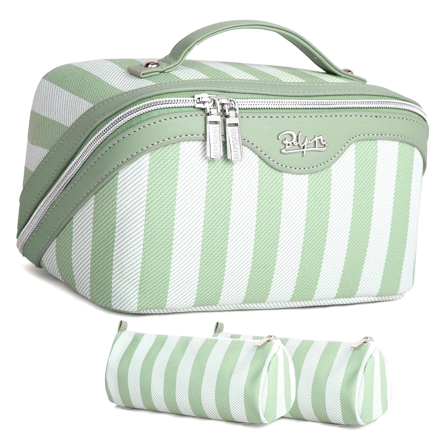 Coolnut Travel Makeup Bag for Women: Large Bag Set of 3 - PU Leather ...