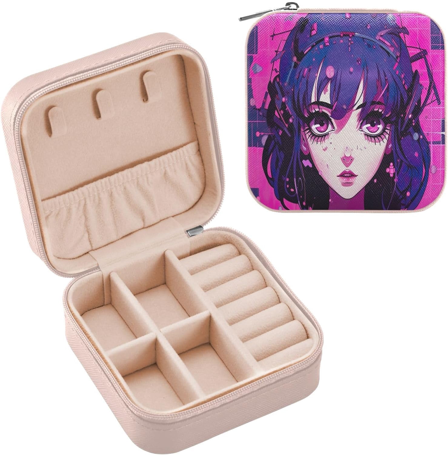 Coolnut Travel Small Jewelry Case Comic Girl Jewelry Organizer Jewelry ...