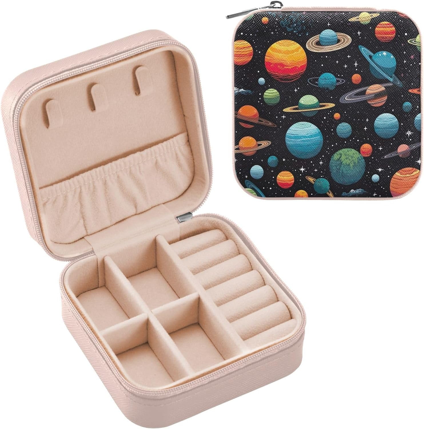 Coolnut Travel Small Jewelry Case Cosmic Planets Jewelry Organizer ...