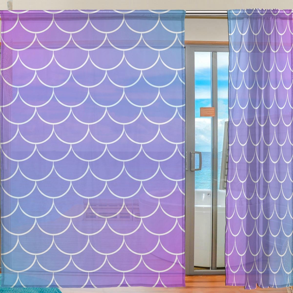 Coolnut Trendy Gradient Mermaid Tale Sheer Gauze Door Curtain Window ...