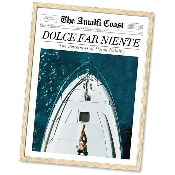Coolnut Trendy Newspaper Dolce Far Niente Wall , Large 16x20 Inch Wood ...