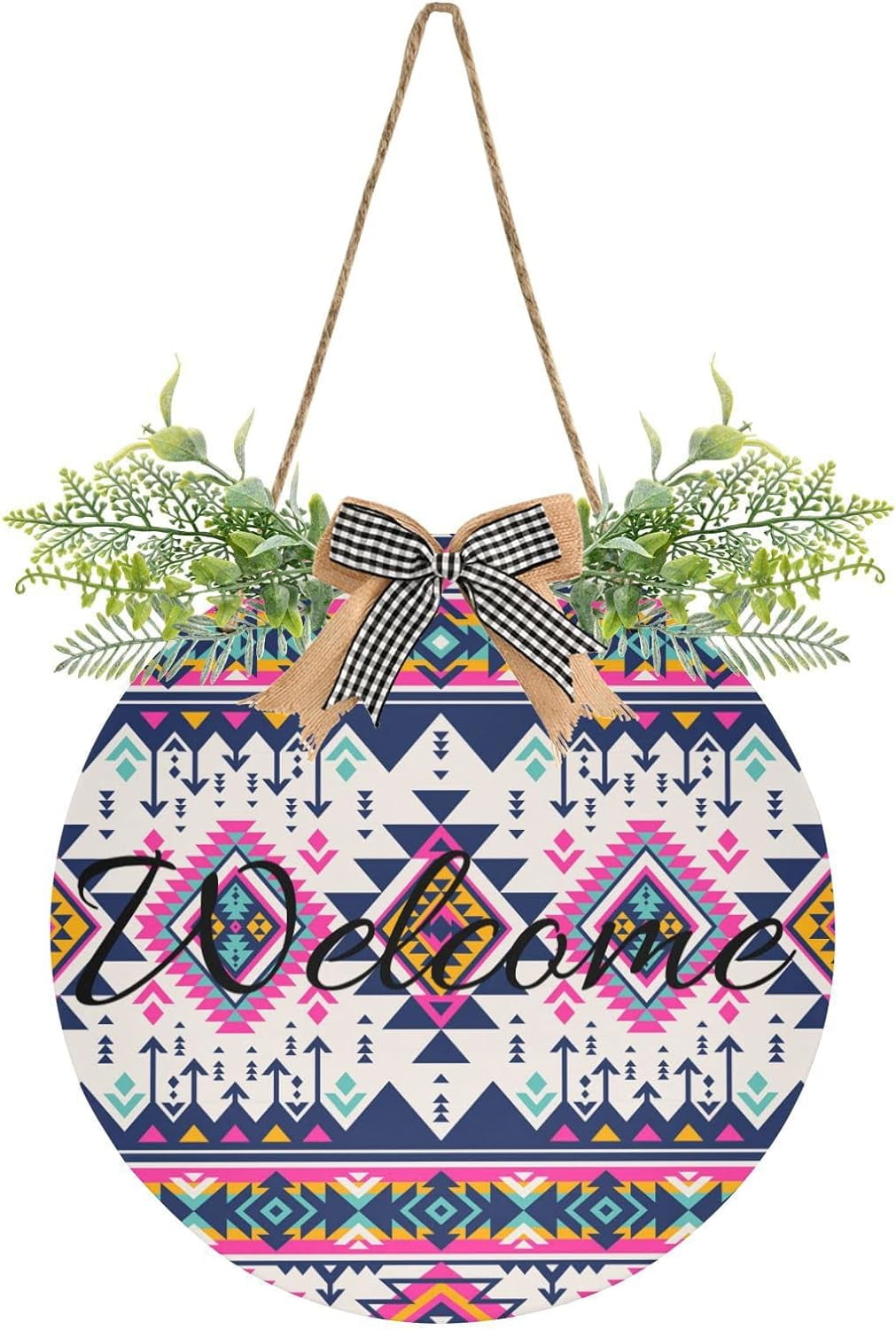 Coolnut Tribal Ethnic Geometric Welcome Sign for Front Door, Round Sign ...