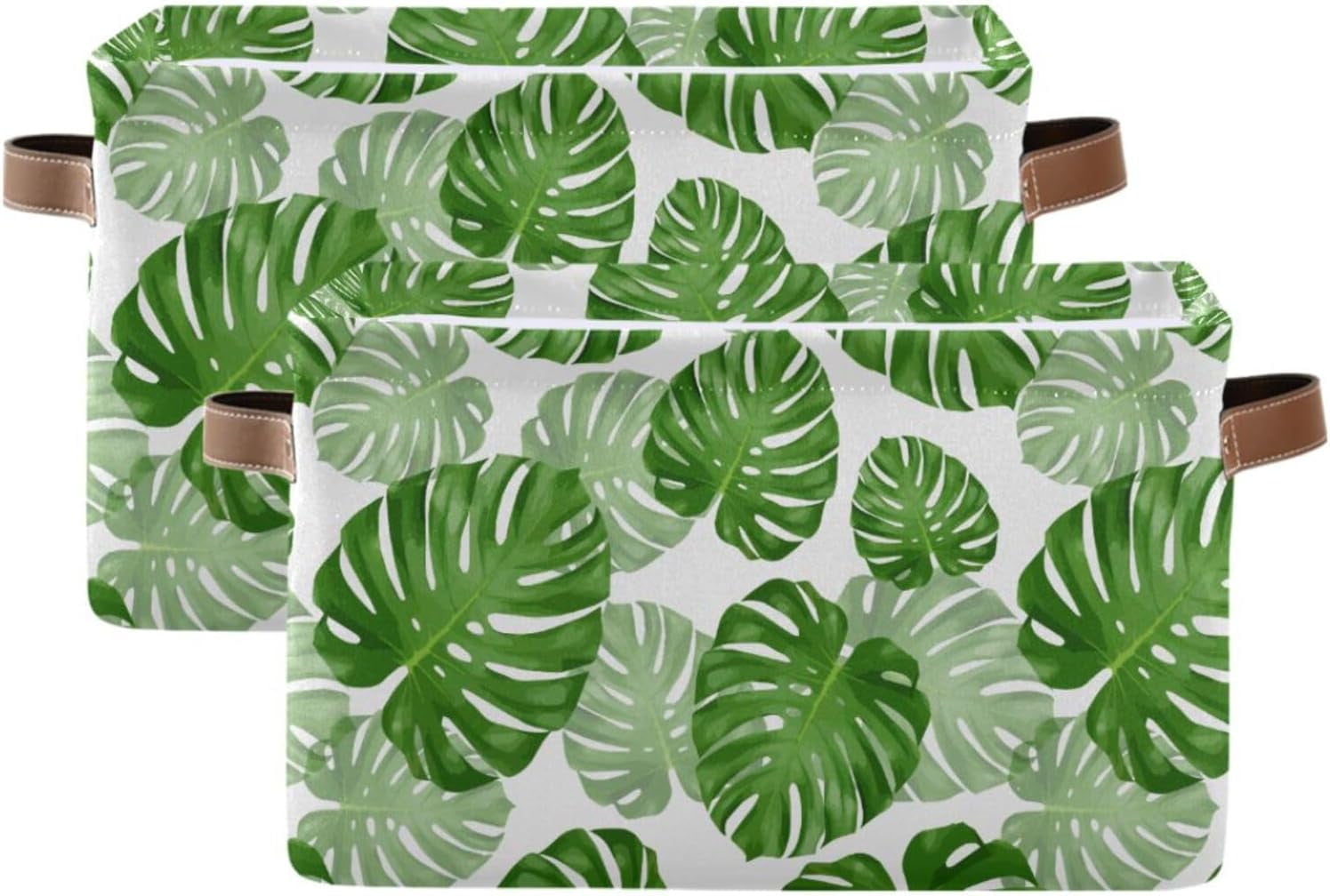 Coolnut Tropical Banana Palm Leaves Foldable Storage Basket for Shelves ...