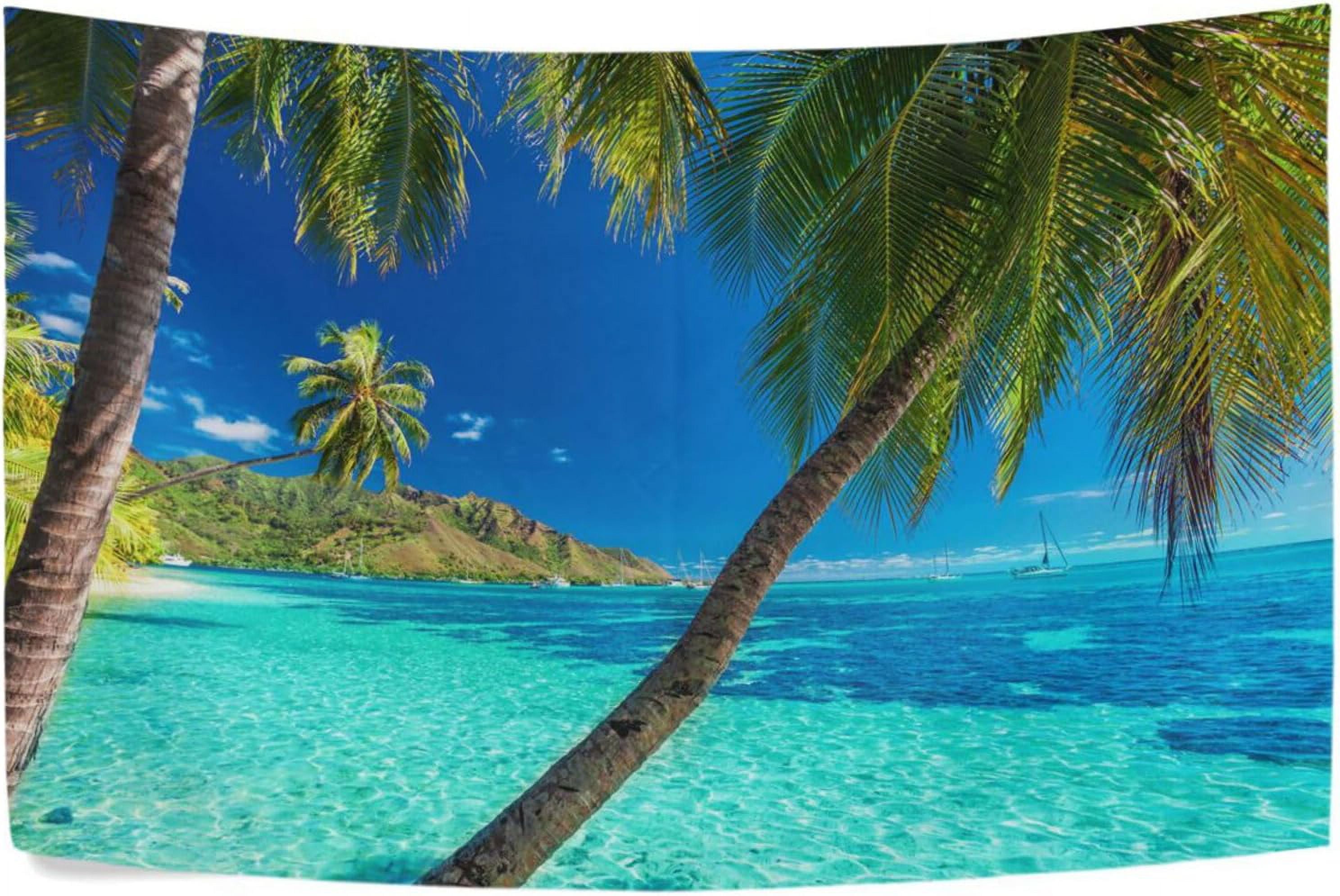 Coolnut Tropical Beach Palm Trees Tapestry Aesthetic Tapestry Wall ...