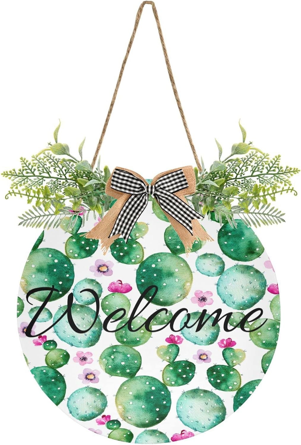 Coolnut Tropical Cactus Welcome Sign for Front Door, Round Sign Hanging ...