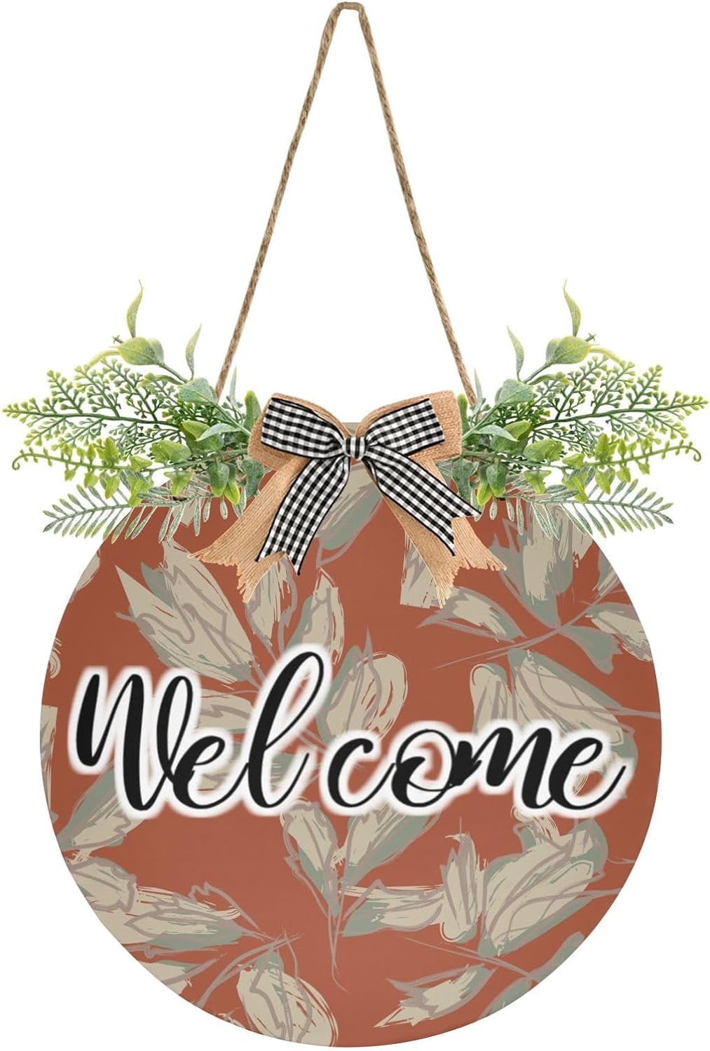 Coolnut Tropical Leaf Front Door Round, Hanging Welcome Sign, Front ...