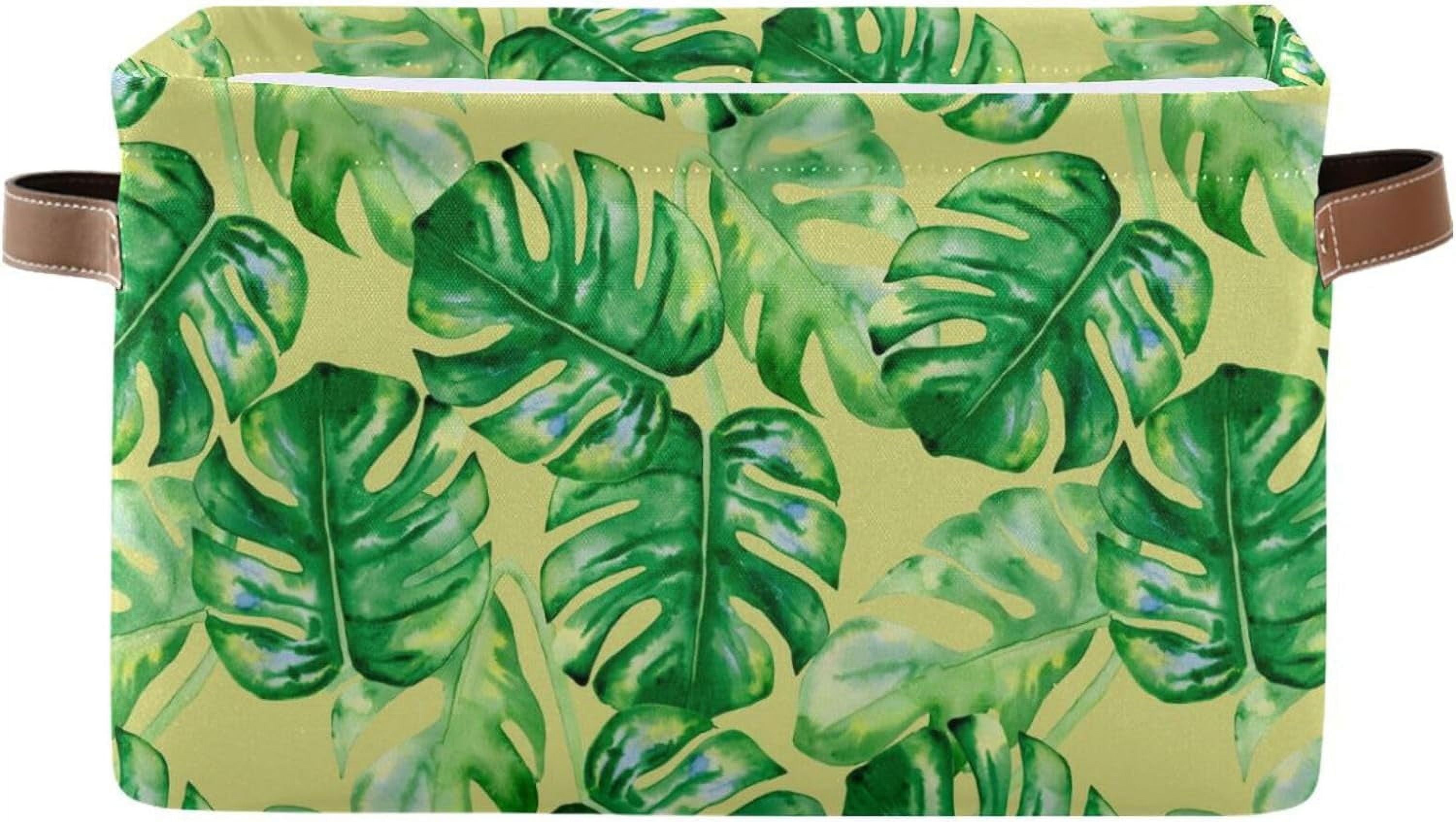 Coolnut Tropical Palm Foldable Canvas Storage Bin, Sturdy Fabric ...