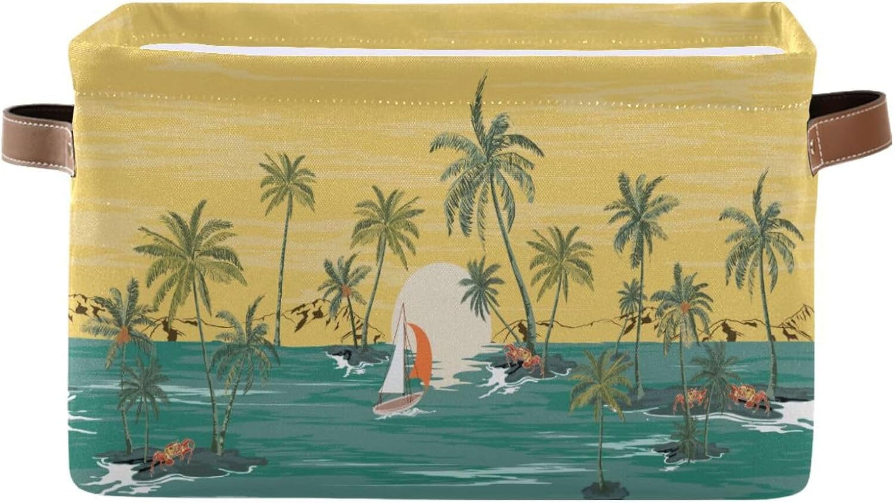 Coolnut Tropical Palm Island Foldable Storage Basket for Shelves ...