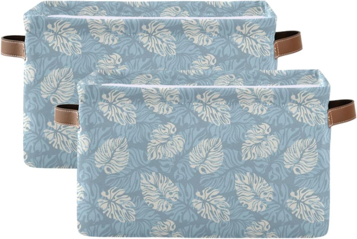 Coolnut Tropical Palm Leaf Foldable Storage Basket for Shelves ...