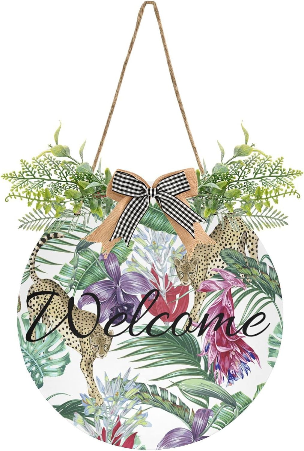 Coolnut Tropical Palm Leaves Welcome Sign for Front Door, Round Sign ...