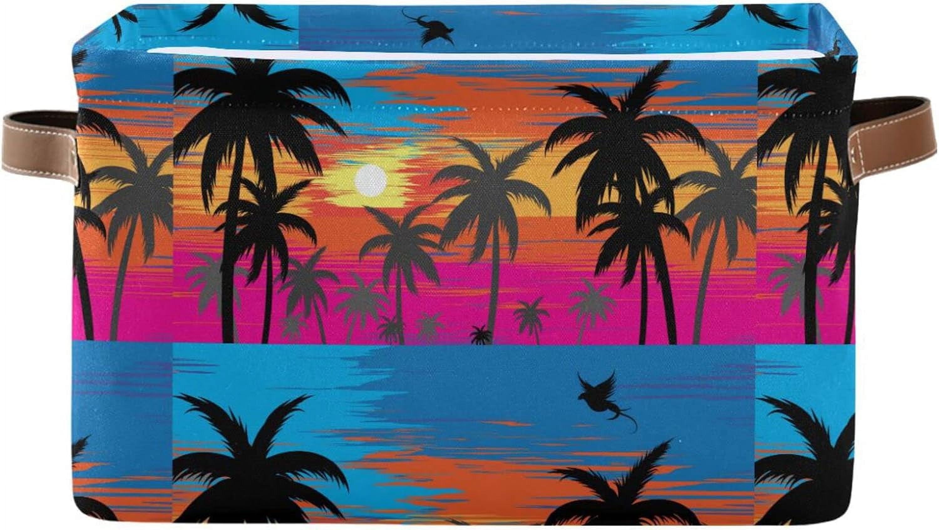 Coolnut Tropical Palm Tree Storage Baskets Rectangle Foldable Canvas ...