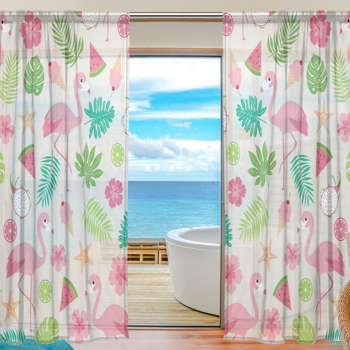 Coolnut Tropical Summer Sheer Gauze Door Curtain Window Curtain Drapes ...