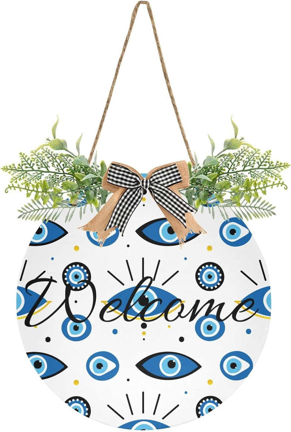 Coolnut Turkish Blue Eye Welcome Sign for Front Door, Round Sign ...