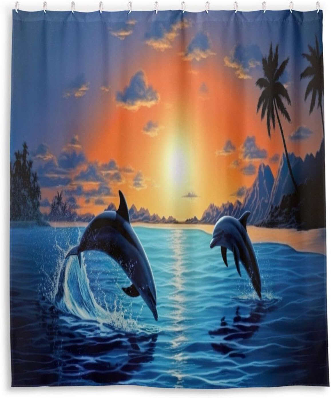 Coolnut Two Dolphins Shower Curtain for Bathroom, Bath Bathroom ...