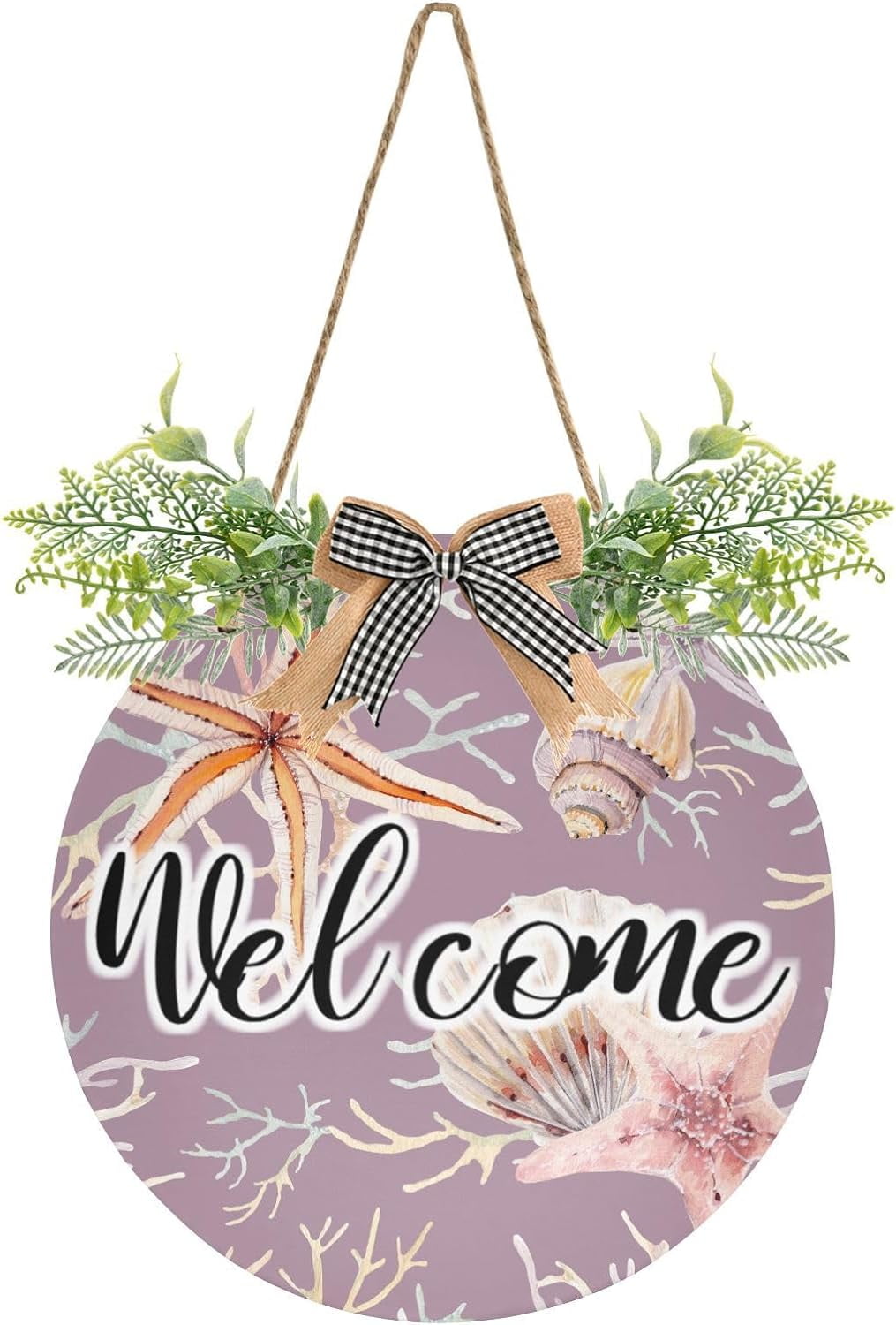 Coolnut Underwater Life Objects Front Door Round, Hanging Welcome Sign ...