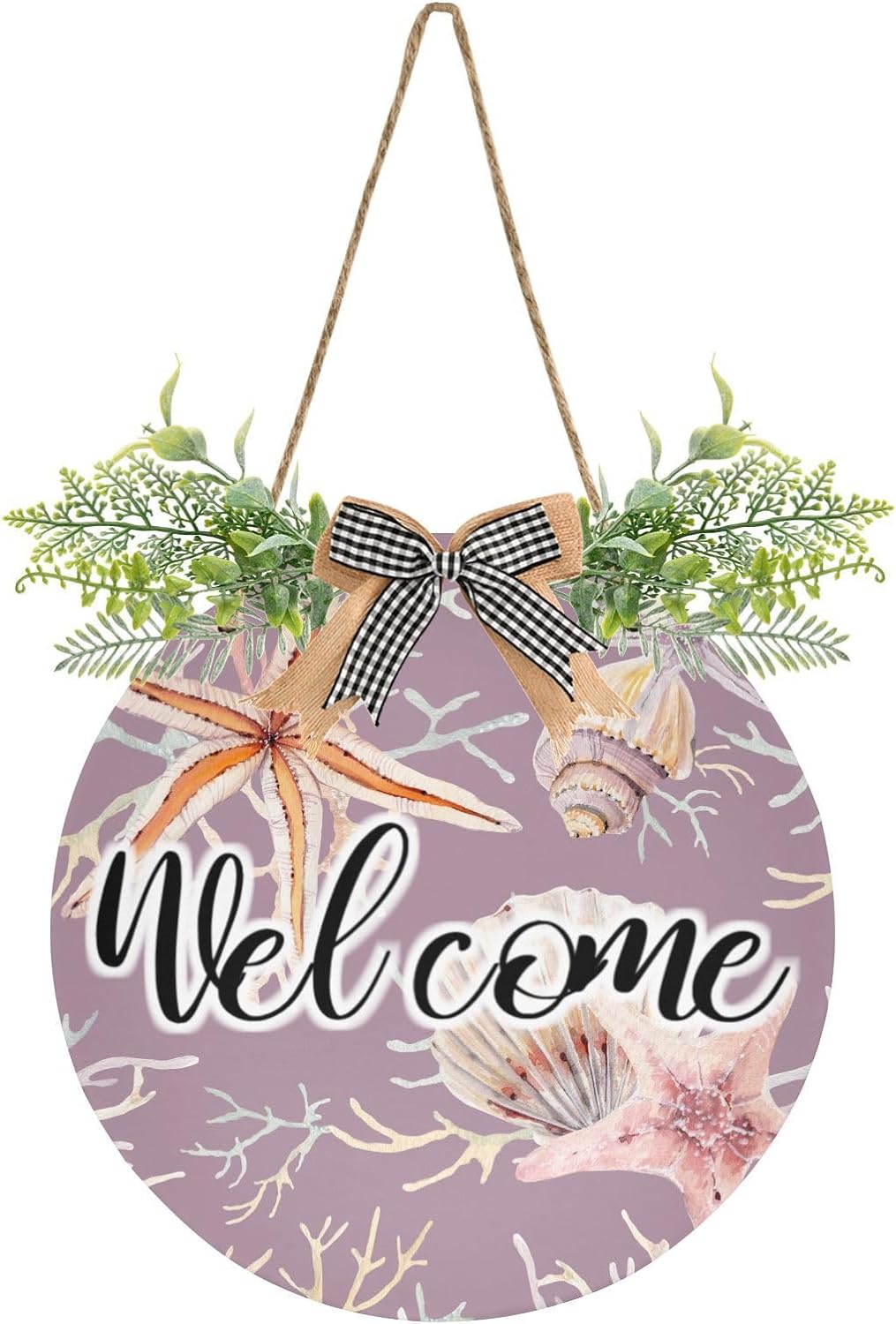 Coolnut Underwater Life Objects Front Door Round, Hanging Welcome Sign ...