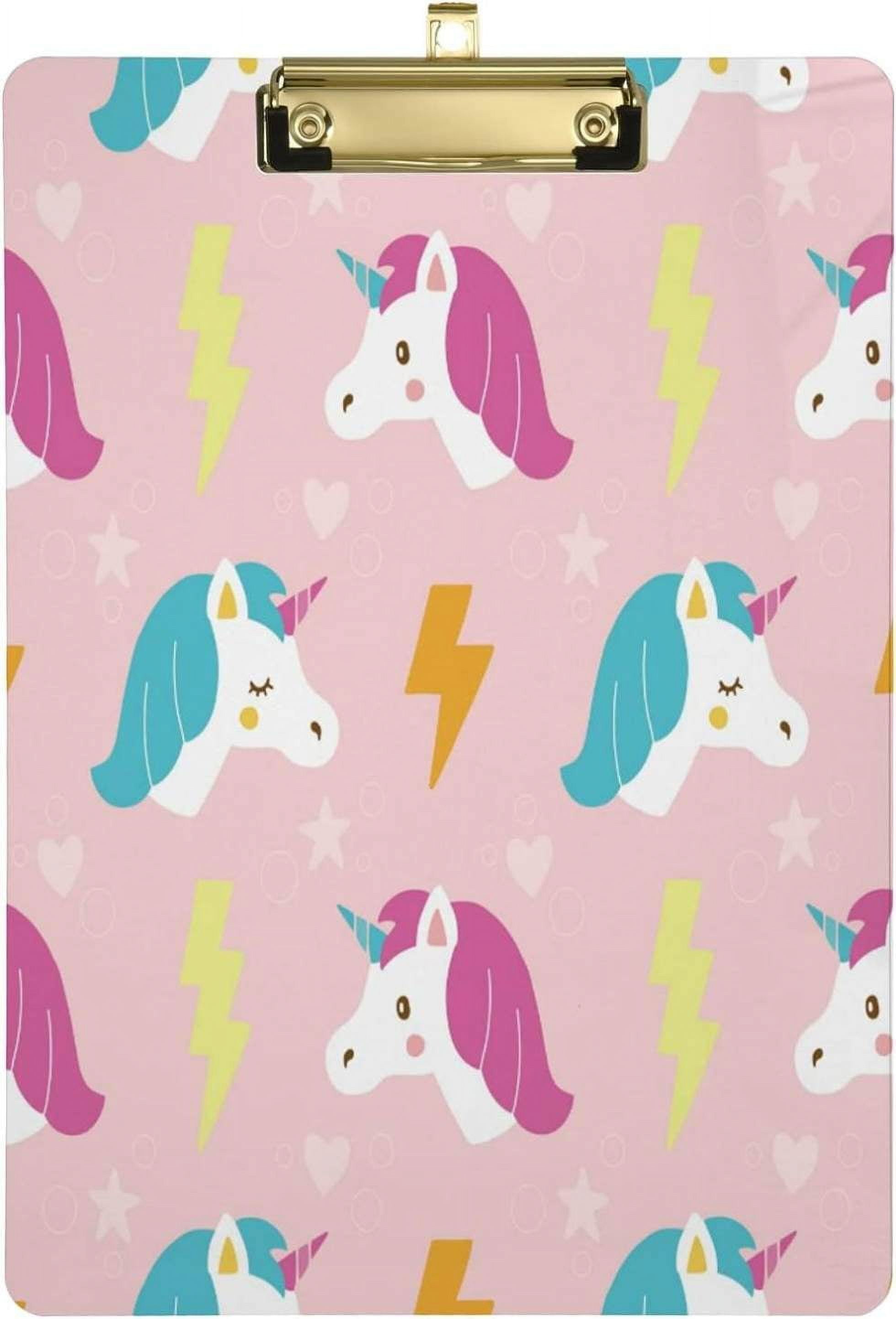 Coolnut Unicorn Cartoon Pink 12.5"x9" Clipboard, Acrylic Fashion Letter ...