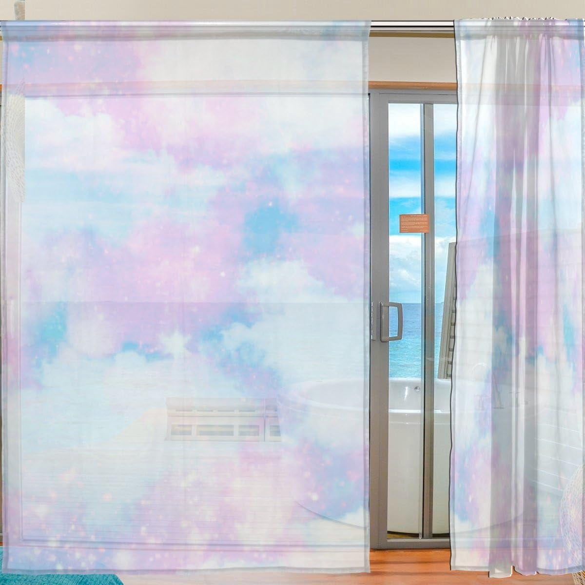 Coolnut Unicorn Cloud Sky Galaxy Sheer Gauze Door Curtain Window ...
