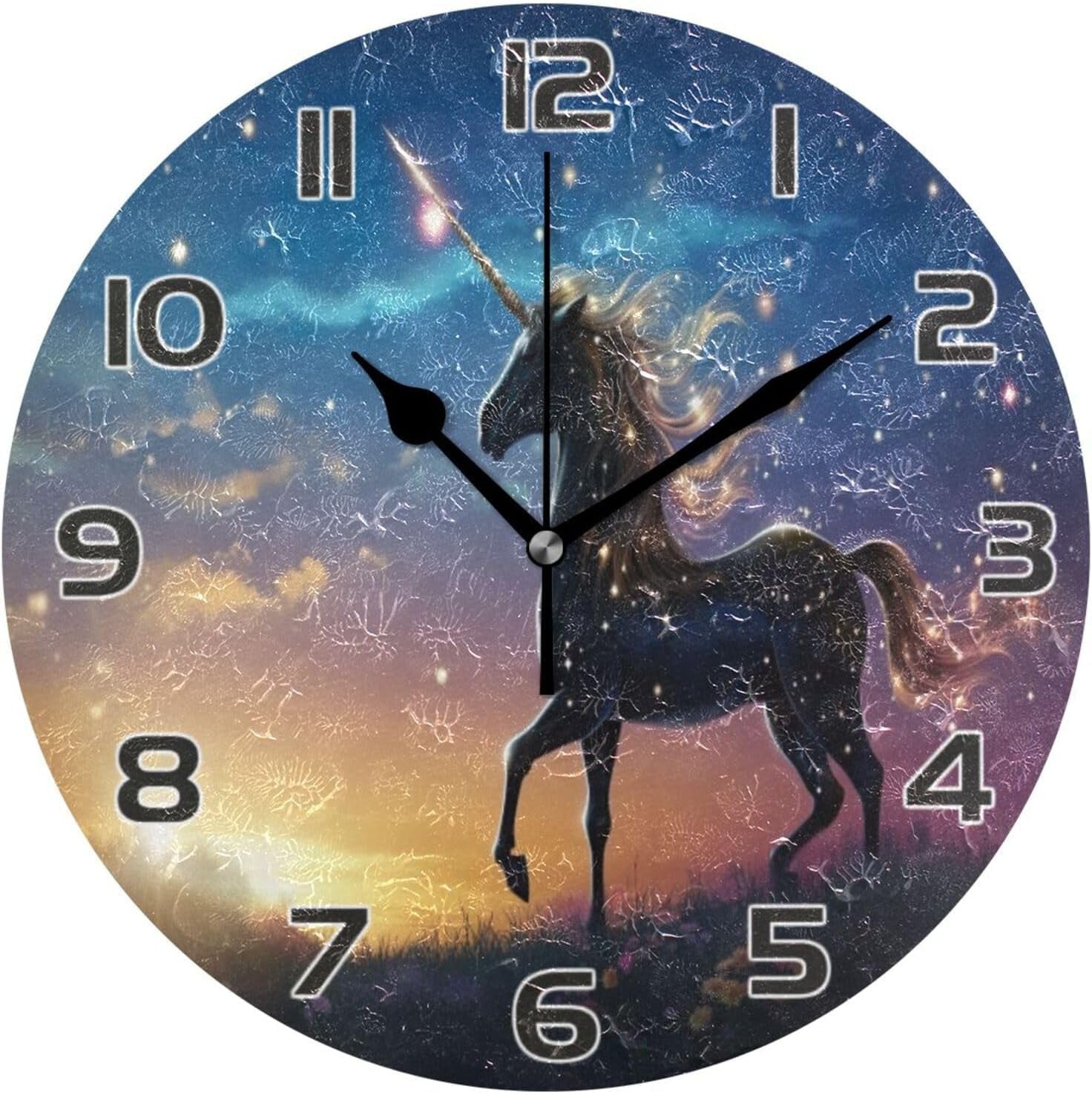 Coolnut Unicorn in Night Sky Wall Clock Round Vintage Silent Non ...