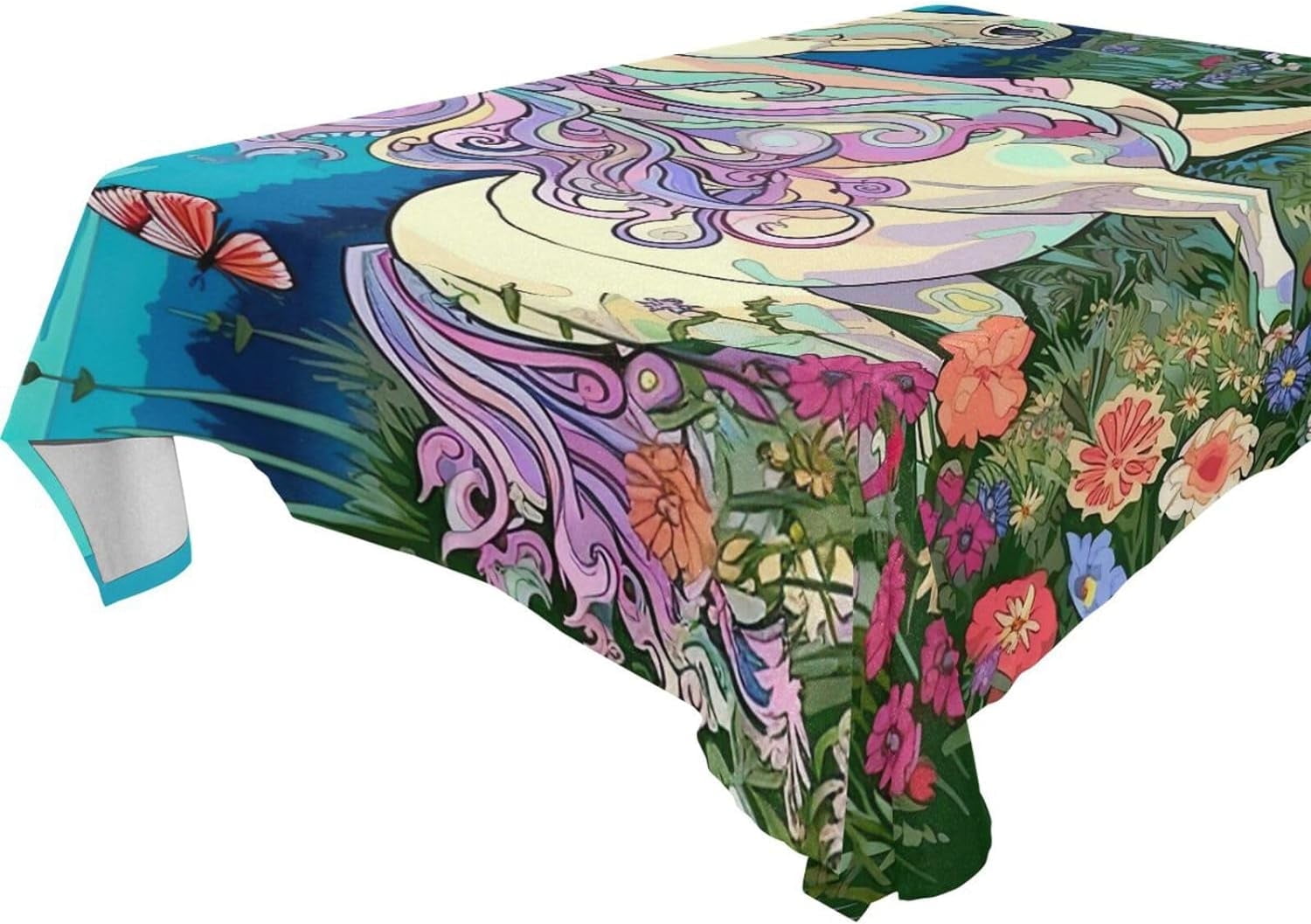 Coolnut Unicorn Rectangle Tablecloth Waterproof Polyester Table ...
