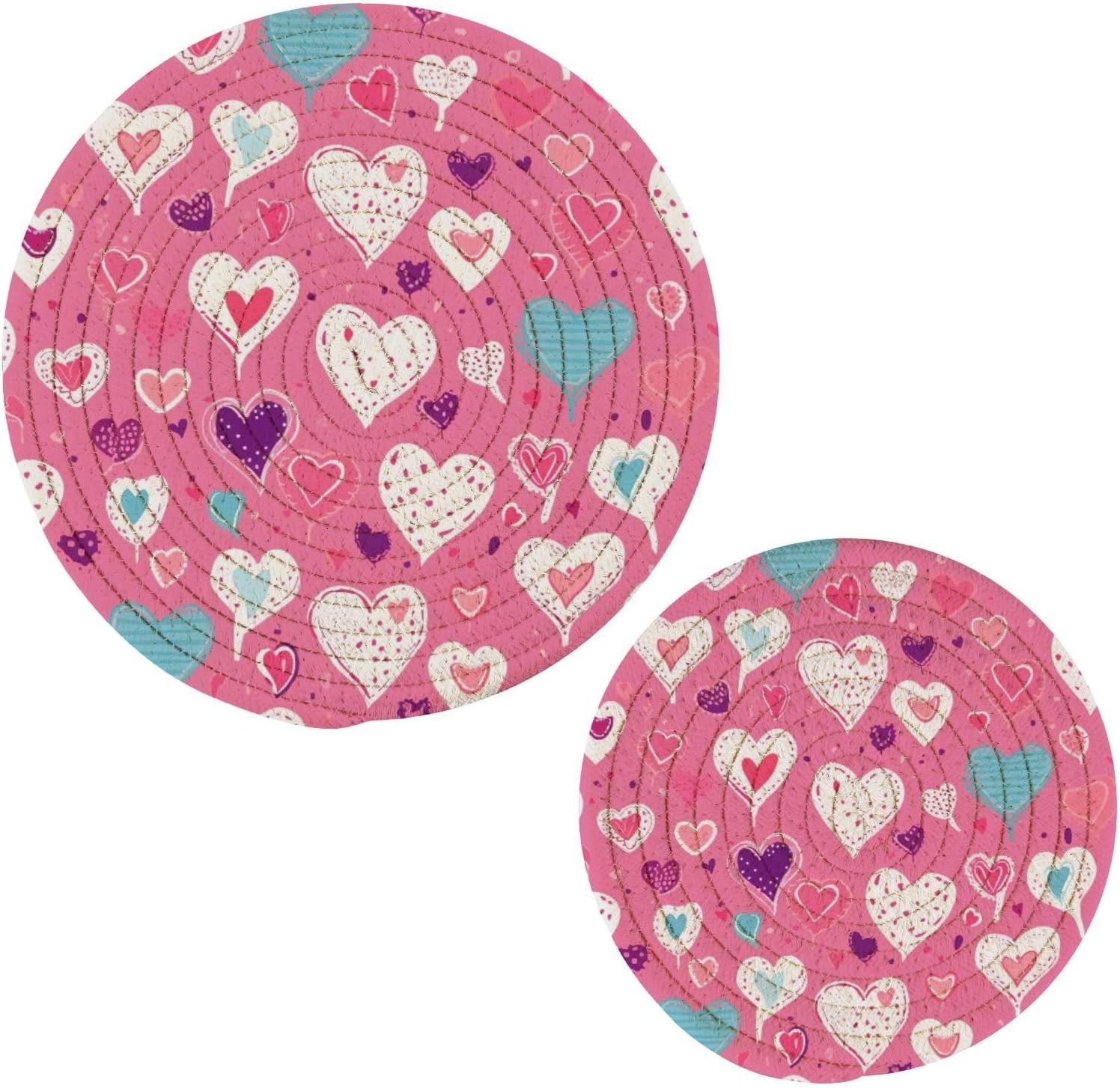 Coolnut Valentine Heart Pink Trivets Pot Holders Set of 2 Potholders ...