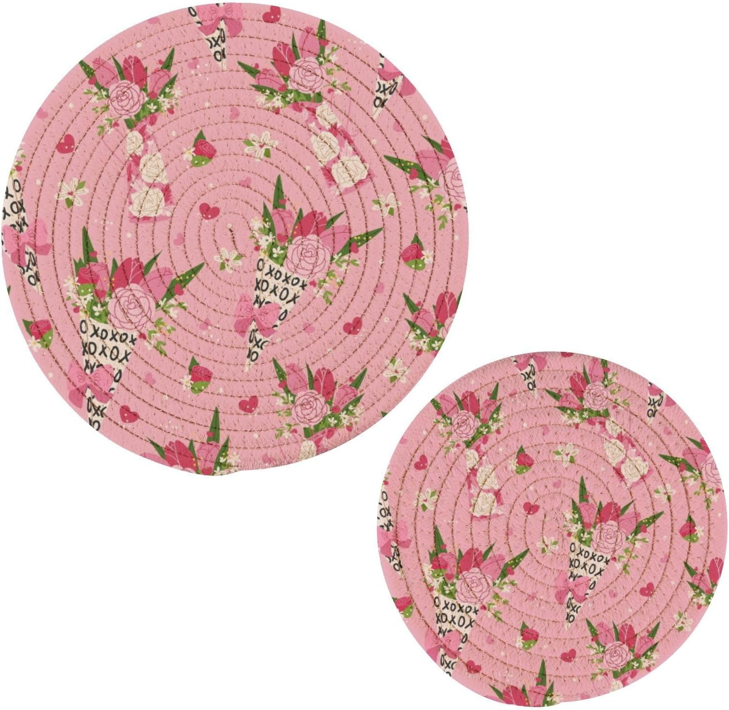 Coolnut Valentine's Bouquet Trivets Pot Holders Set of 2 Potholders for ...