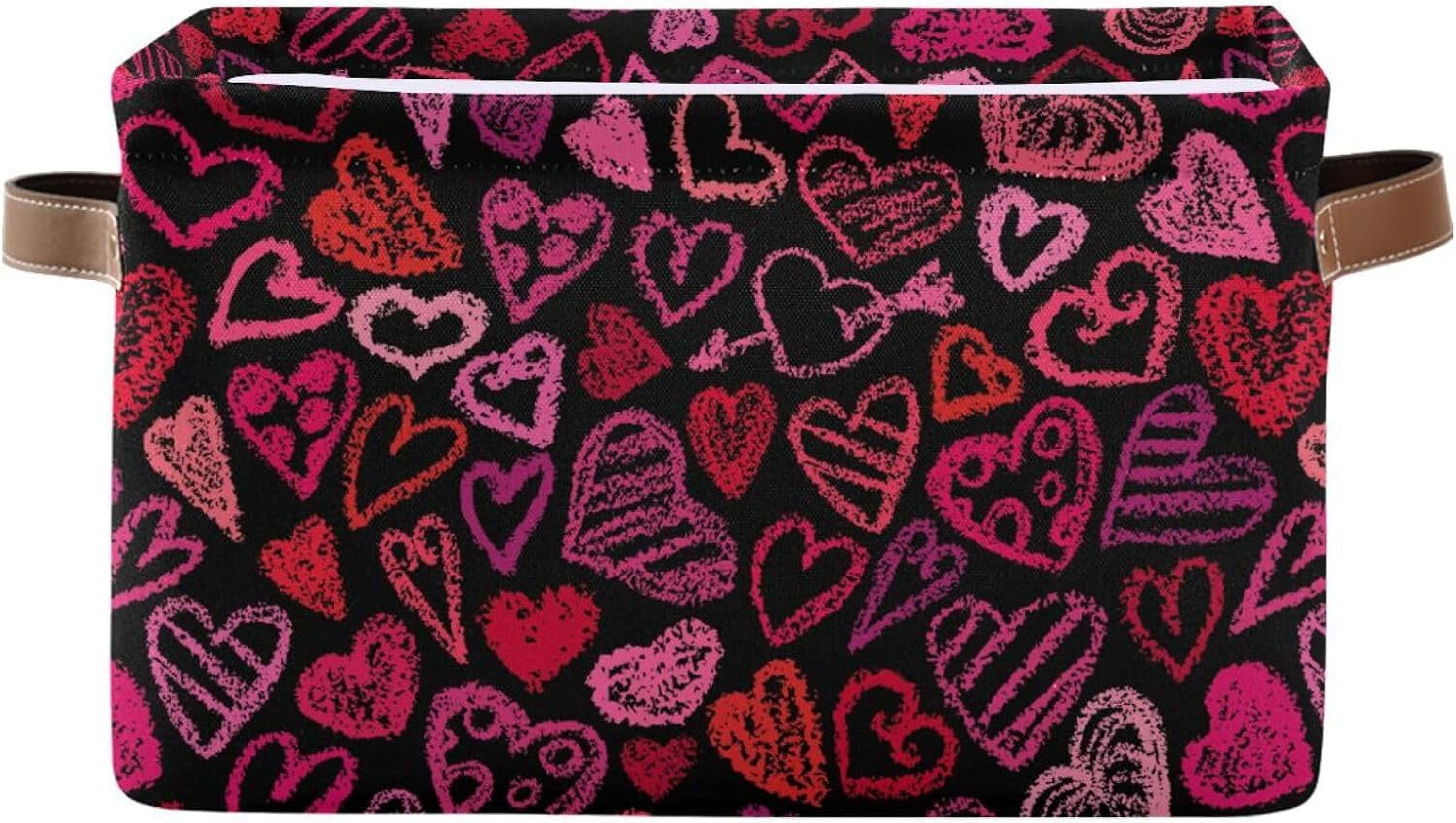 Coolnut Valentine's Day Heart Storage Basket with Handles Collapsible ...