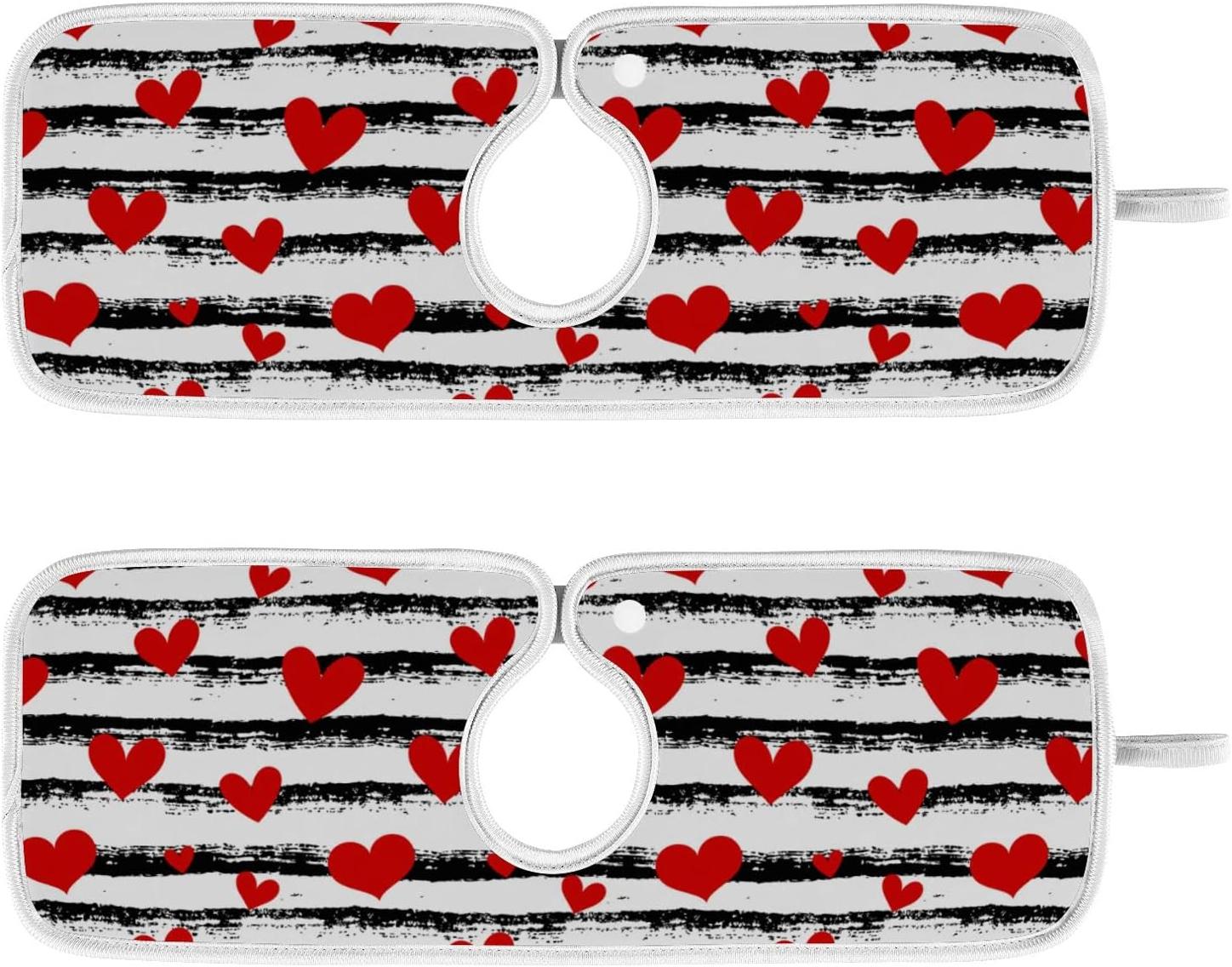 Coolnut Valentine's Day Heart Stripe 2PCS Kitchen Faucet Mats, Bathroom ...
