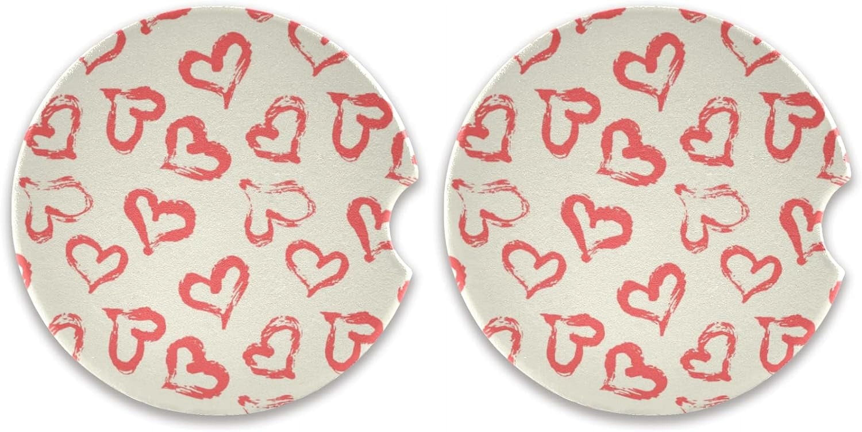 Coolnut Valentine's Day Red Heart Car Coaster, Absorbent Ceramic Cup ...