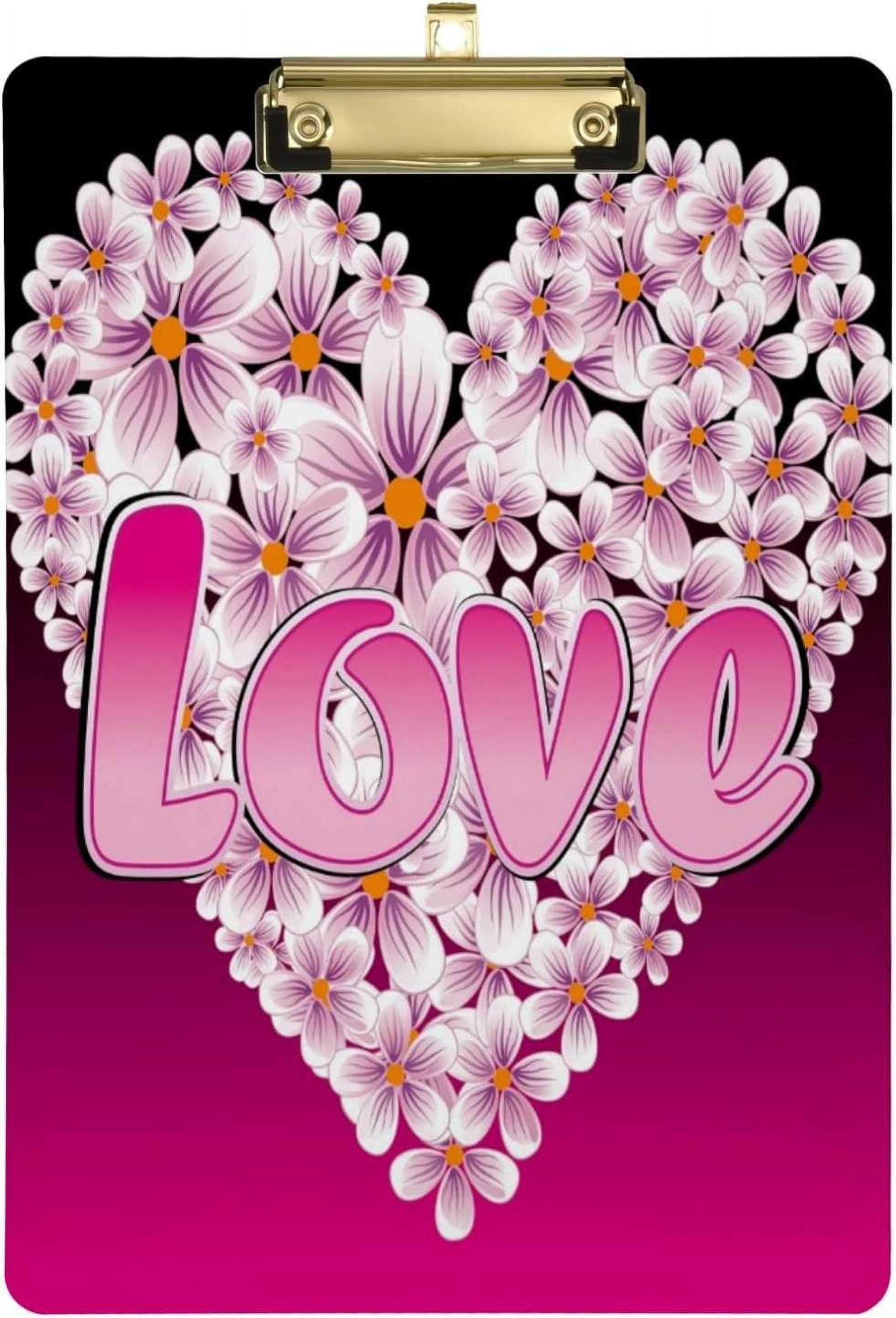 Coolnut Valentine's Flowers Love Heart 12.5"x9" Clipboard, Acrylic ...