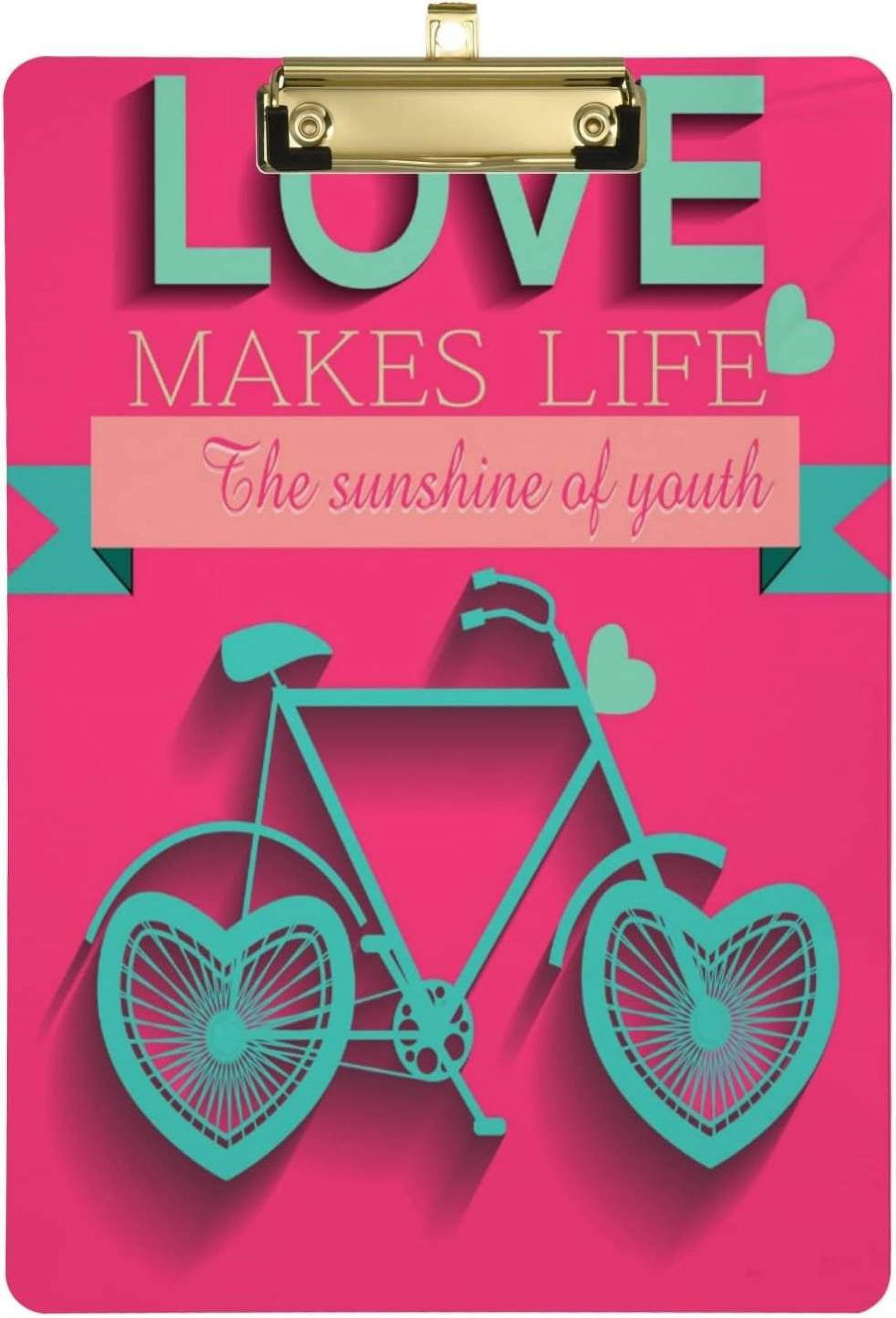 Coolnut Valentine's Pink Love Bicycle 12.5"x9" Clipboard, Acrylic ...