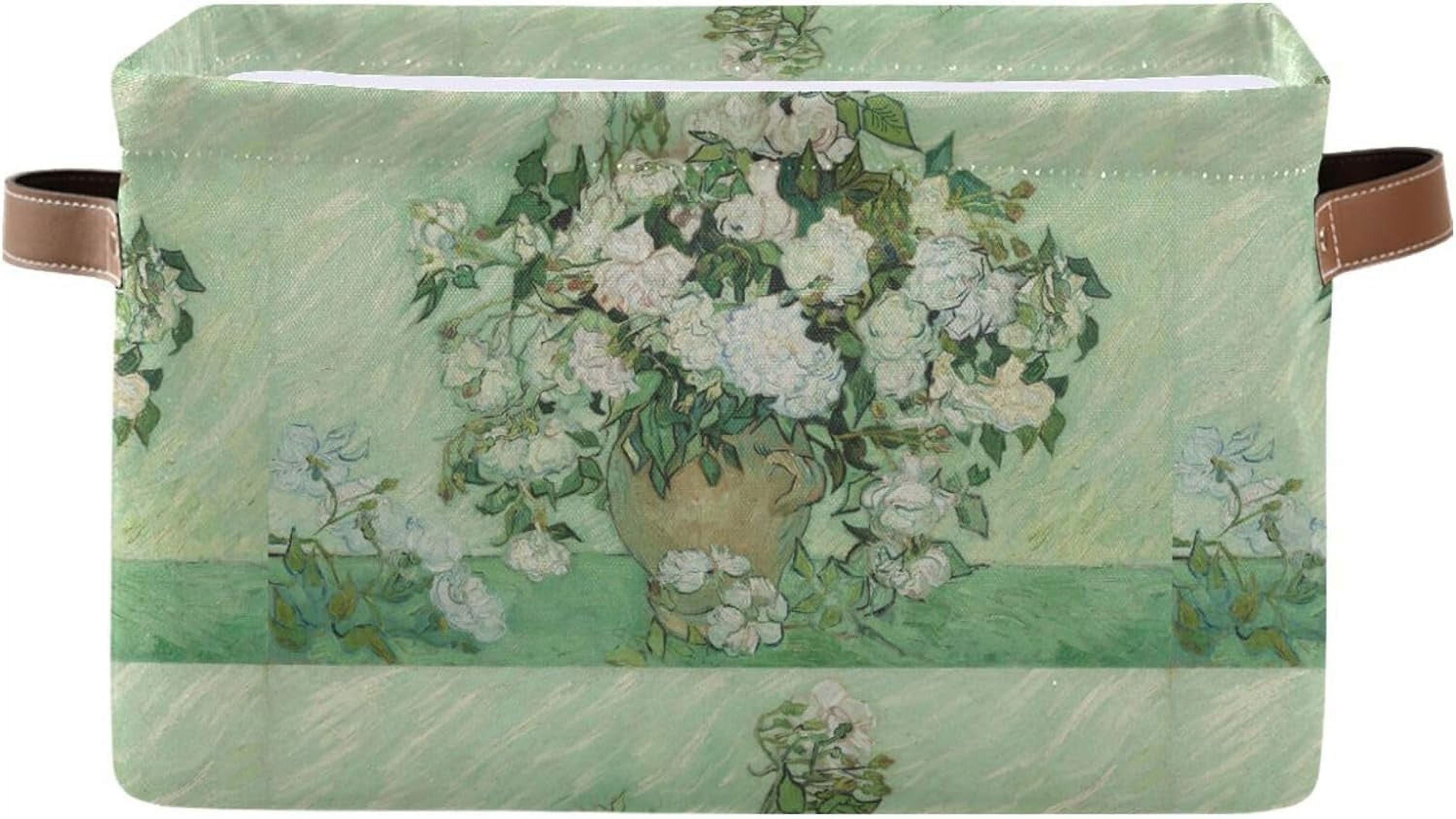 Coolnut Van Gogh Roses Oil Painting Foldable Canvas Storage Bin, Sturdy ...