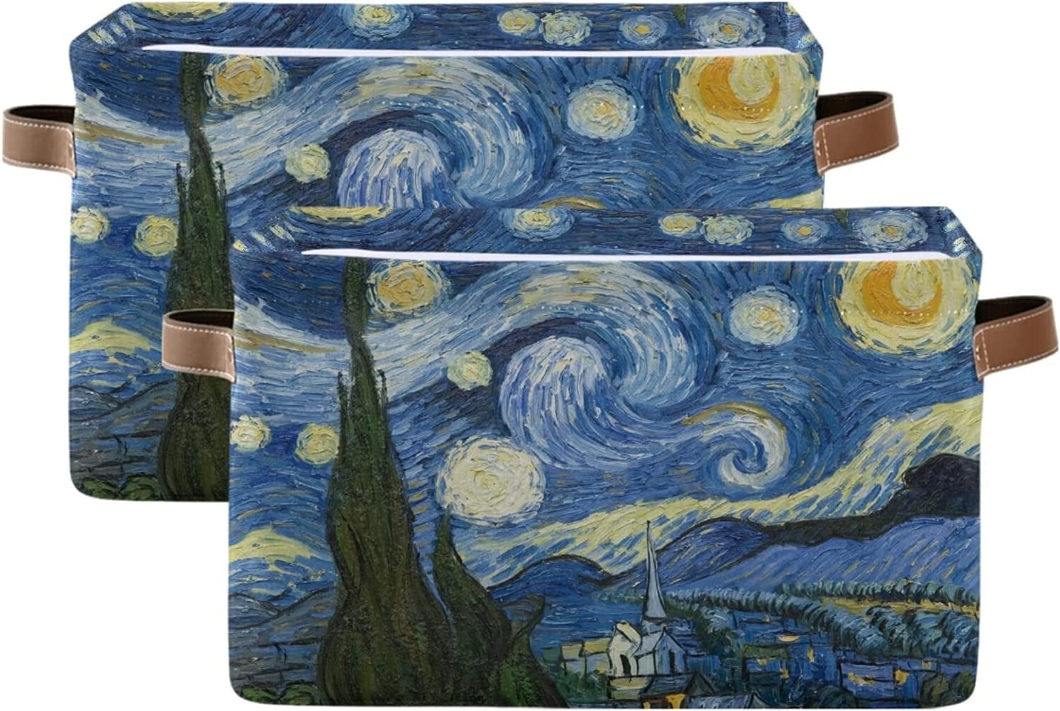 Coolnut Van Gogh Starry Night Foldable Canvas Storage Bin, Sturdy ...