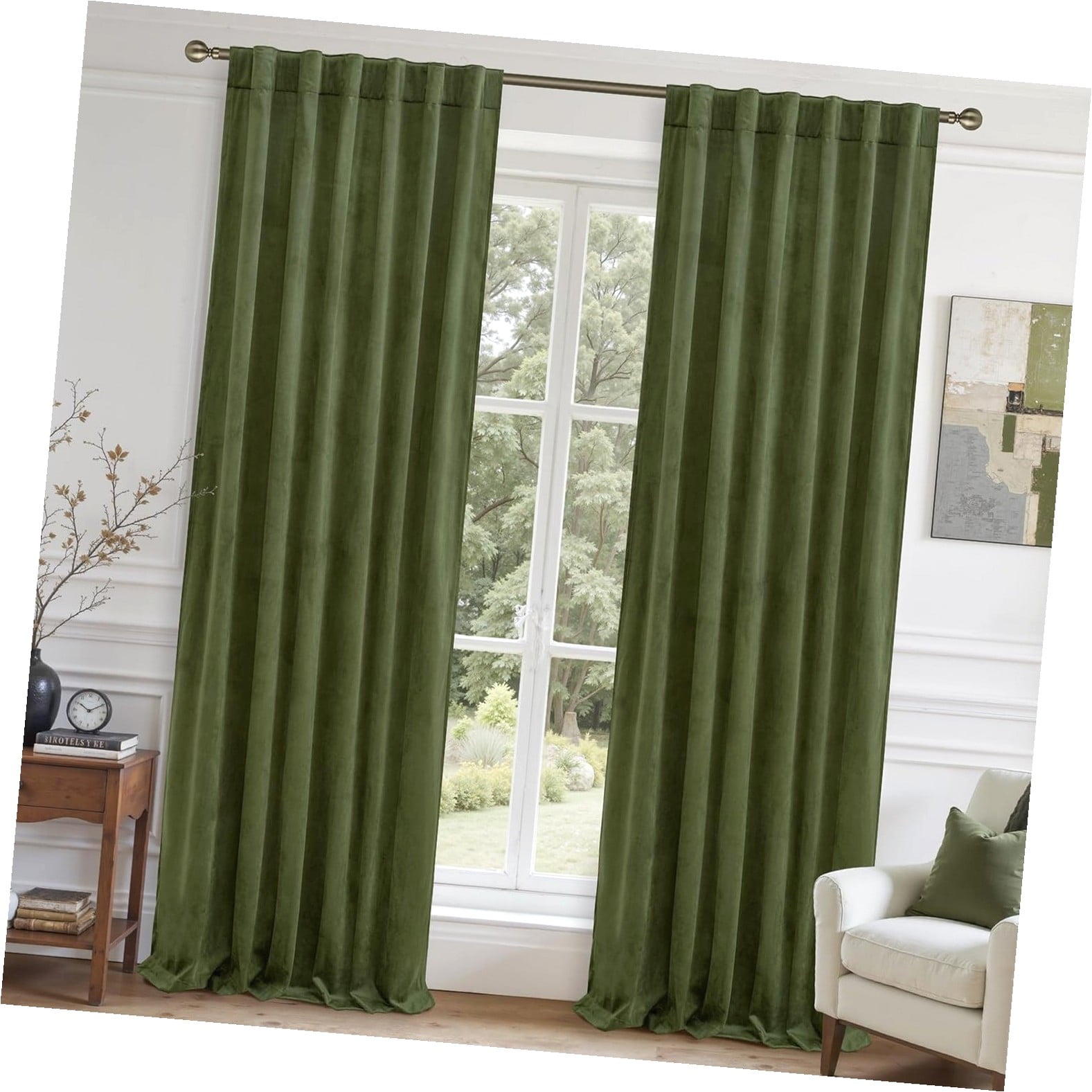 Coolnut Velvet Curtains 90 Inches in Length, Thermally Insulated Panels ...