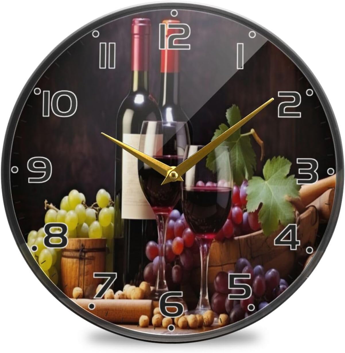 Coolnut Vineyard Wine Grape Wall Clock Round Silent Non Ticking Battery ...