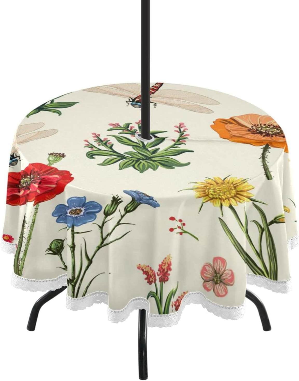 Coolnut Vintage Dragonfly Round Table Cloth 60", Heat Resistant Table ...