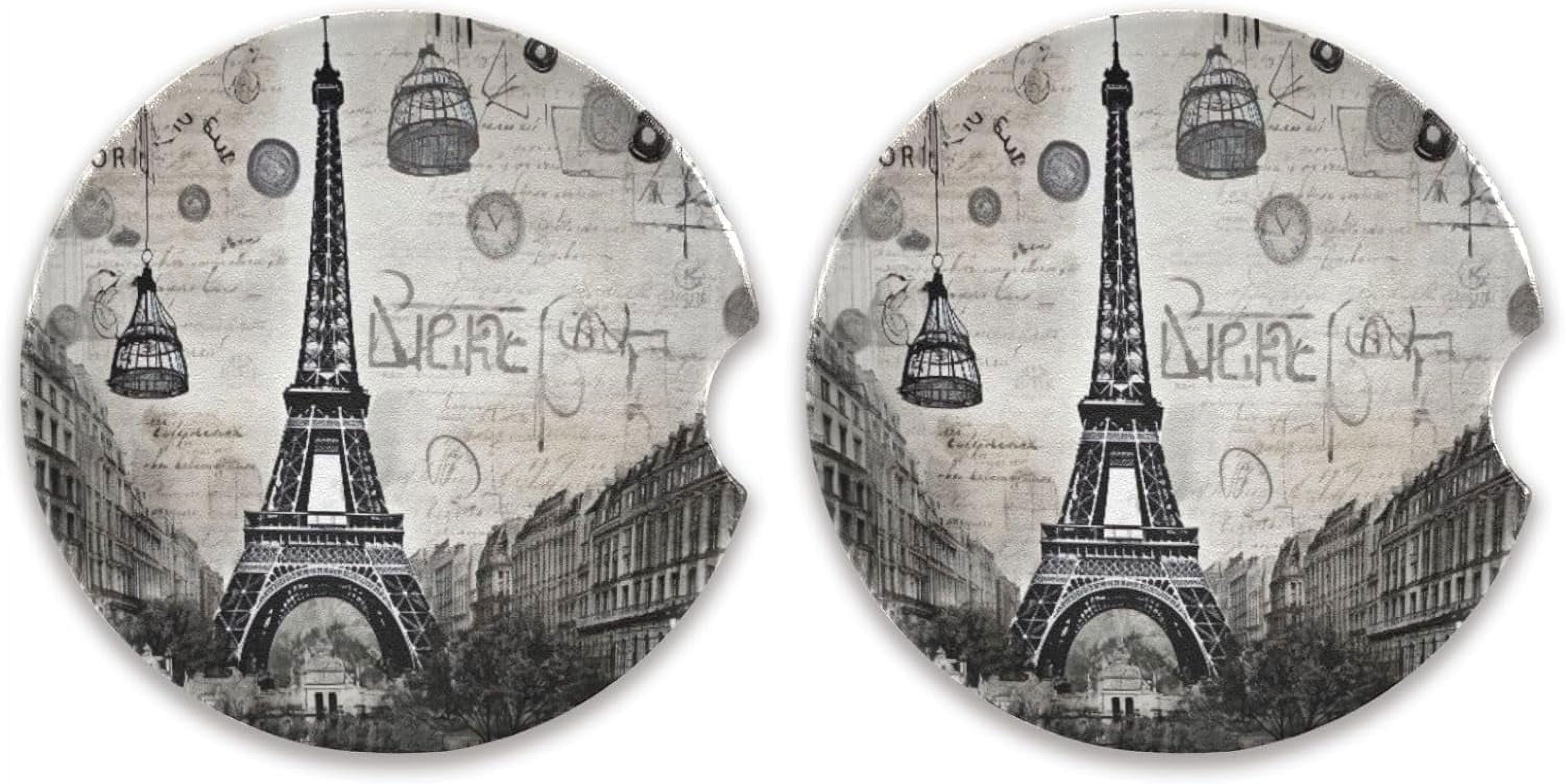Coolnut Vintage Eiffel Tower Car Coasters 2 Pack Drinks Absorbent ...