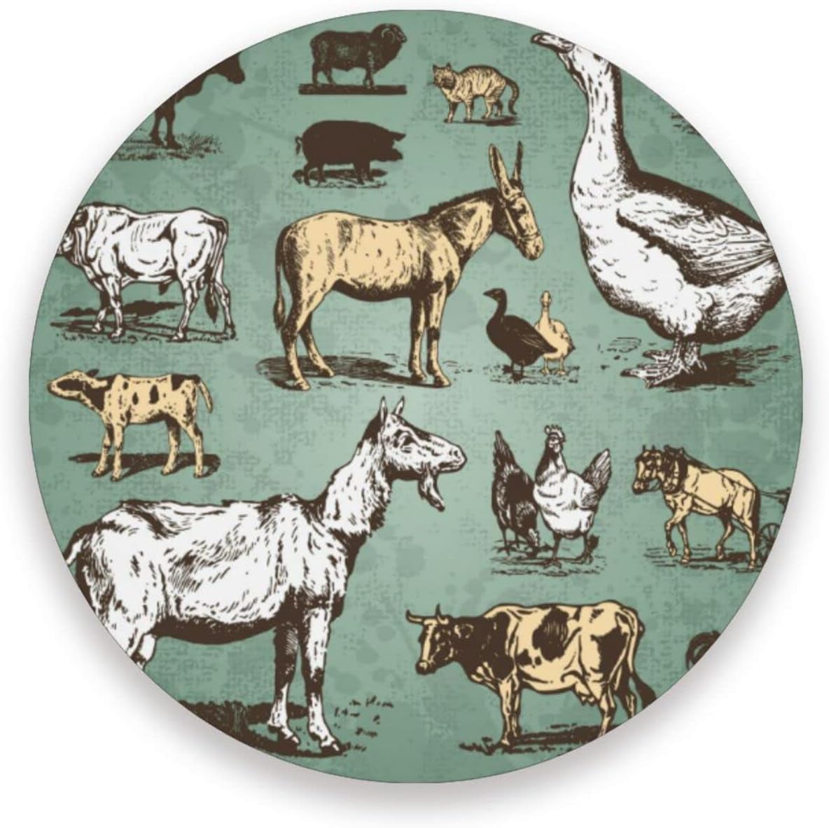 Coolnut Vintage Farm Animals Coasters for Drinks Set of 4, Absorbent ...