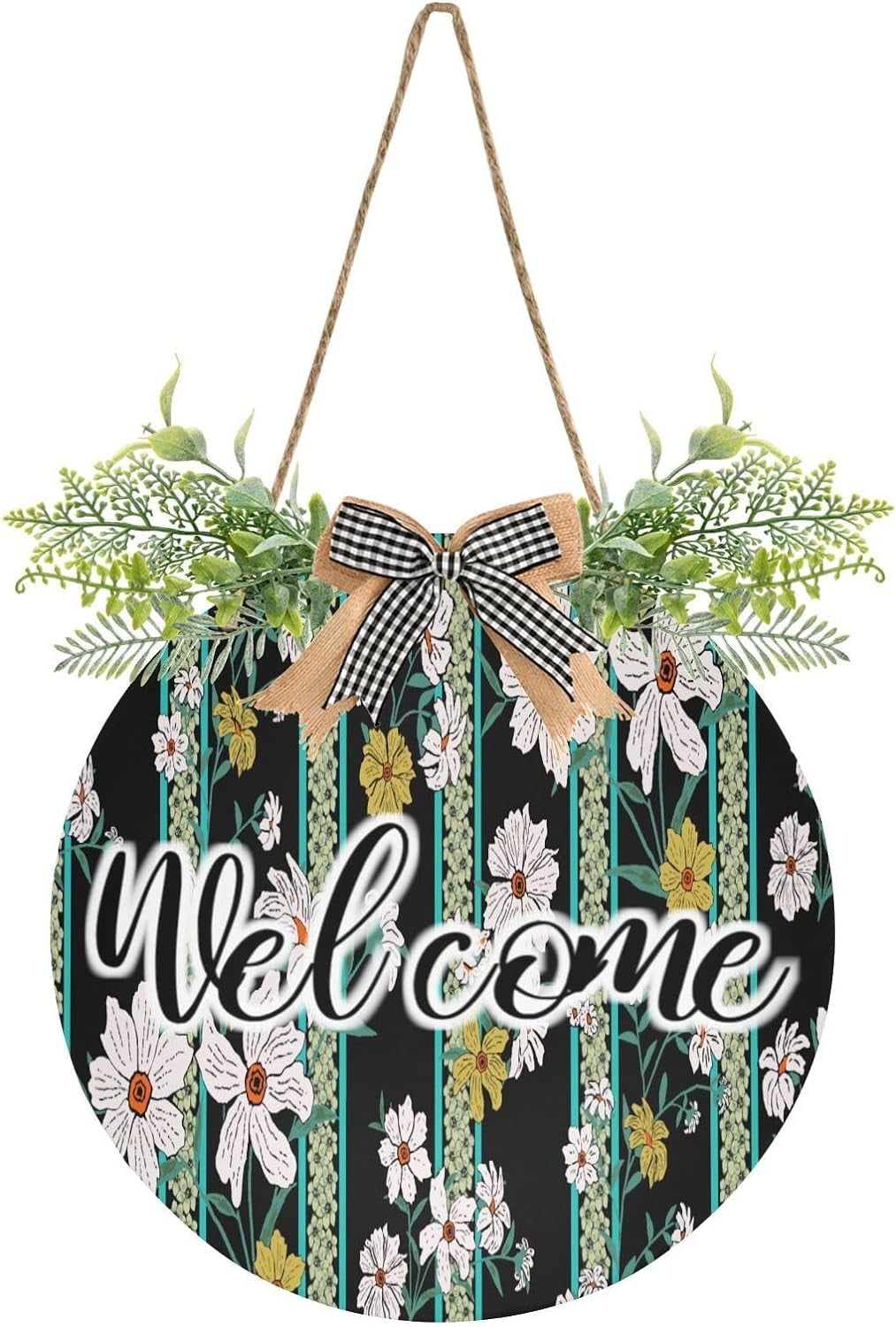Coolnut Vintage Floral Front Door Round, Hanging Welcome Sign, Front ...