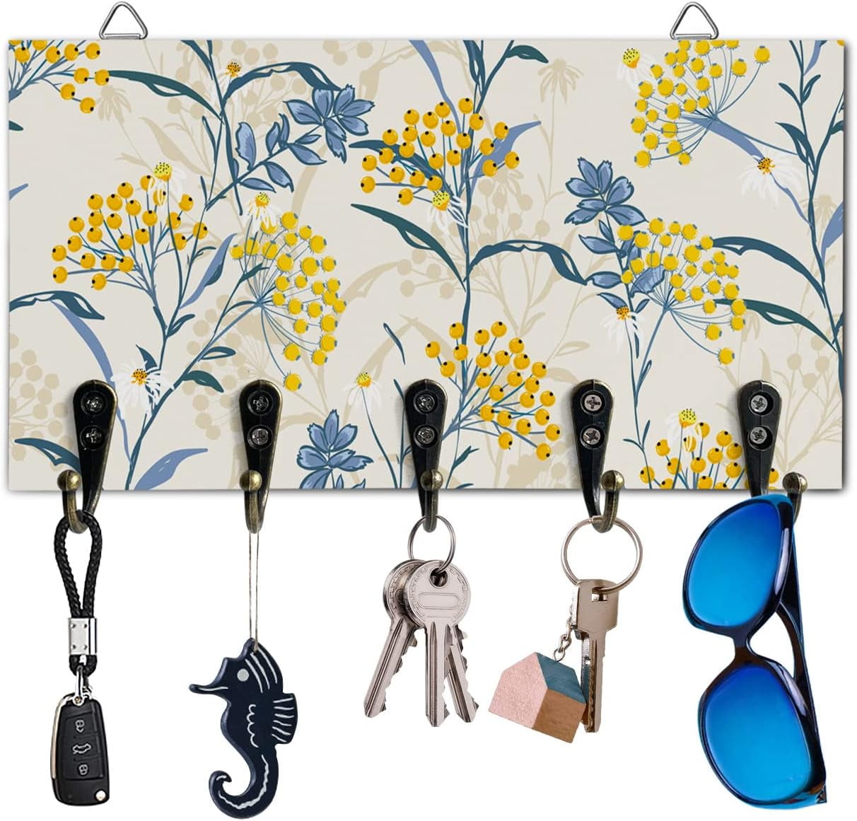 Coolnut Vintage Floral Plant Key Holder for Wall Decorative, Wood Wall ...